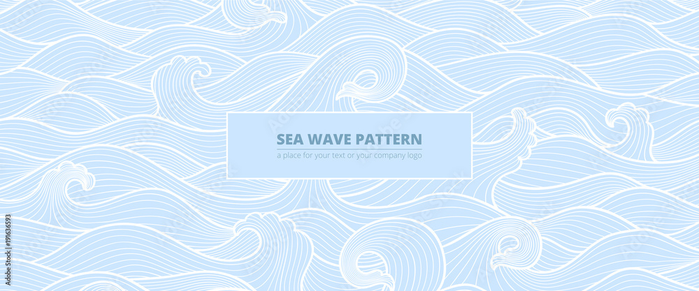 long banner background pattern blue sea waves Stock Vector | Adobe Stock