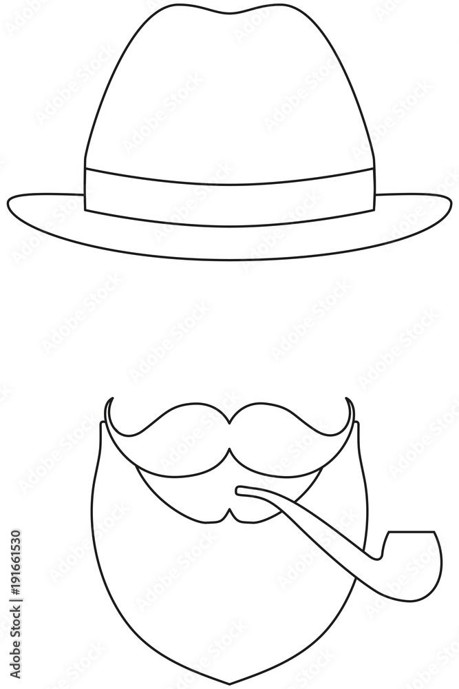 Icon line art poster man father dad day avatar elements set hat ...