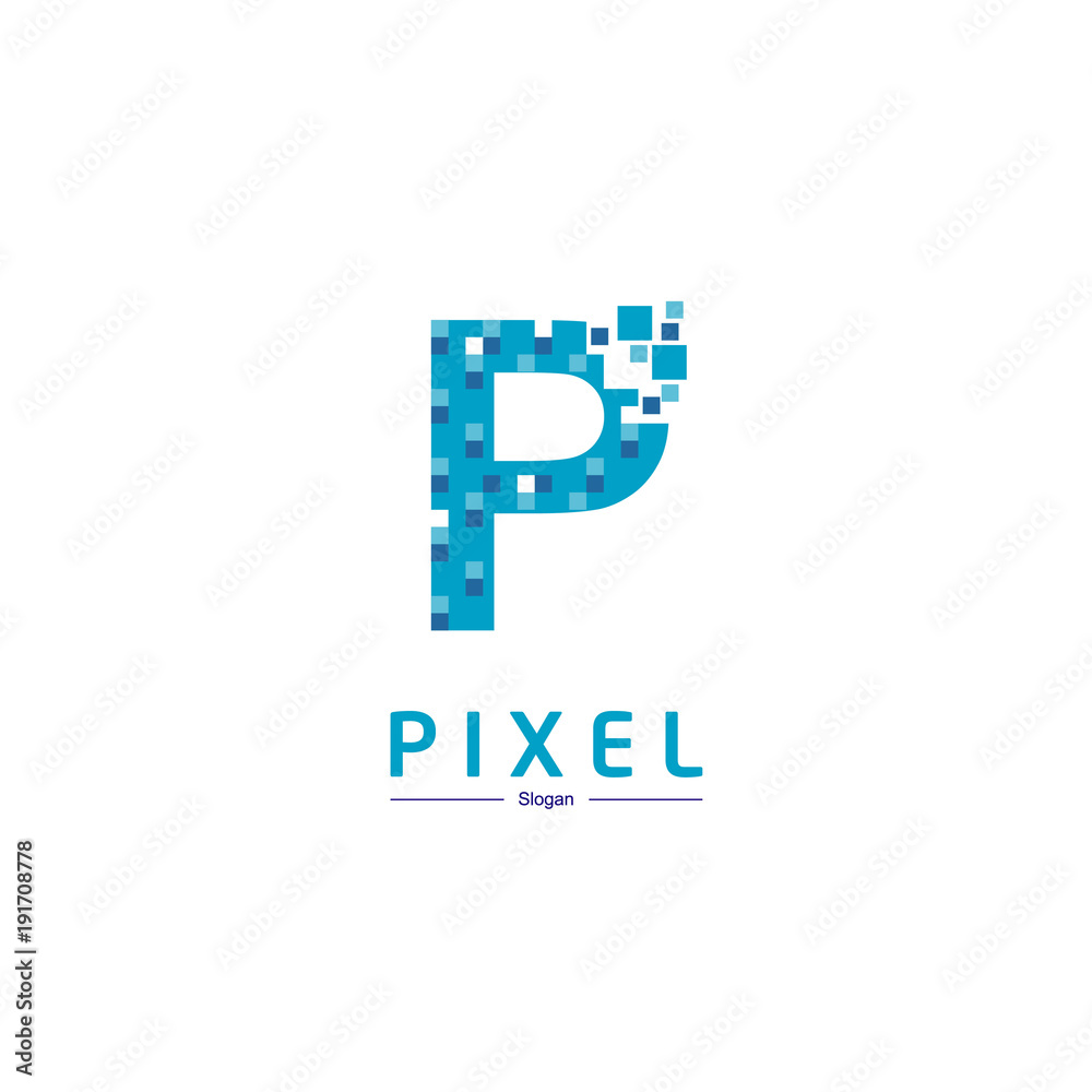 Letter P Pixel Logo Design Stock Vector | Adobe Stock