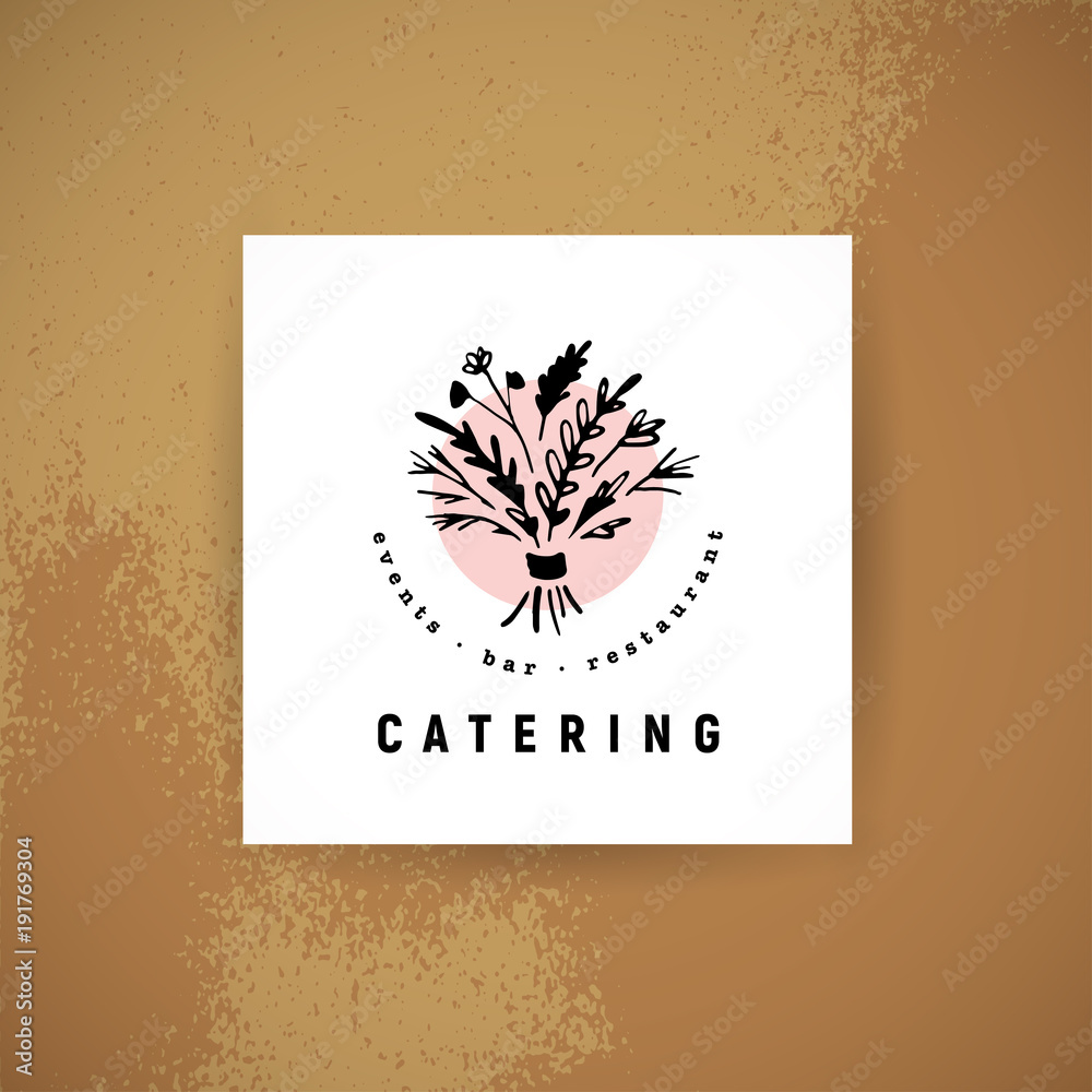 Vector catering and restaurant company logo set isolated on white ...
