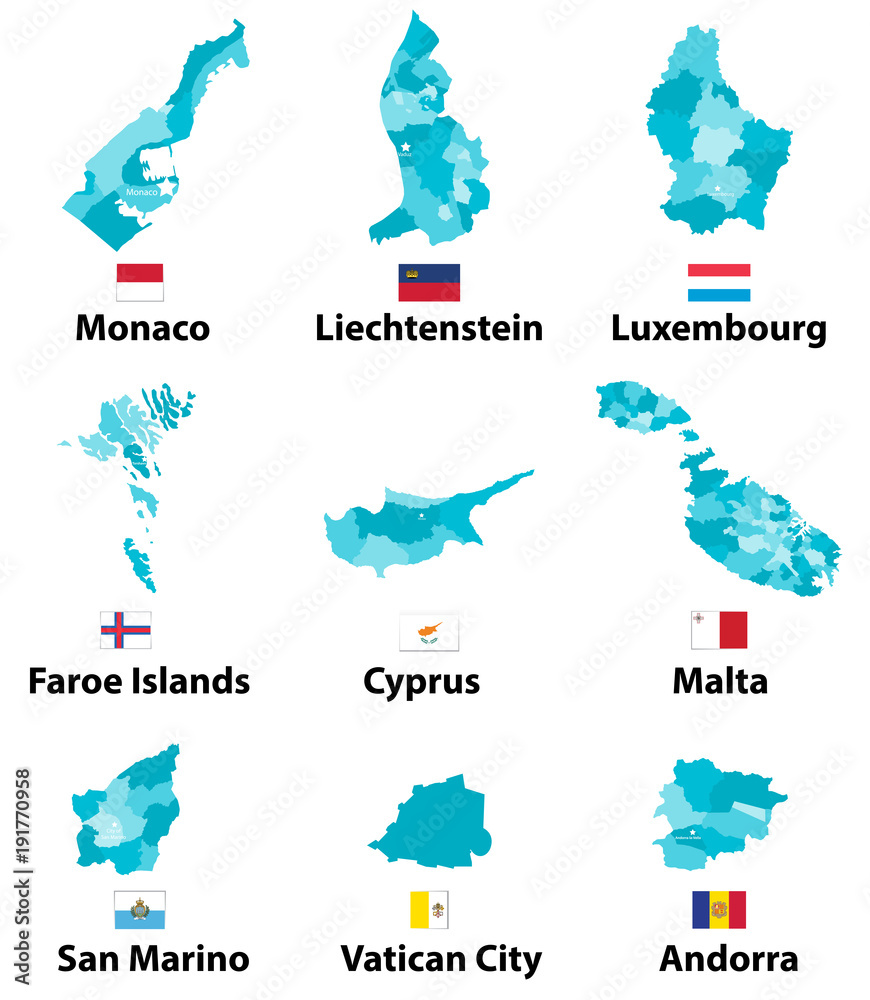 Europe countries with administrative divisions (regions borders) vector ...
