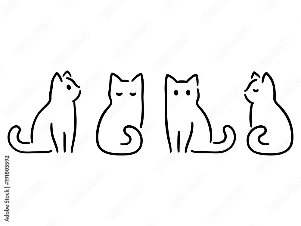 Minimal cat drawing Stock Vector | Adobe Stock
