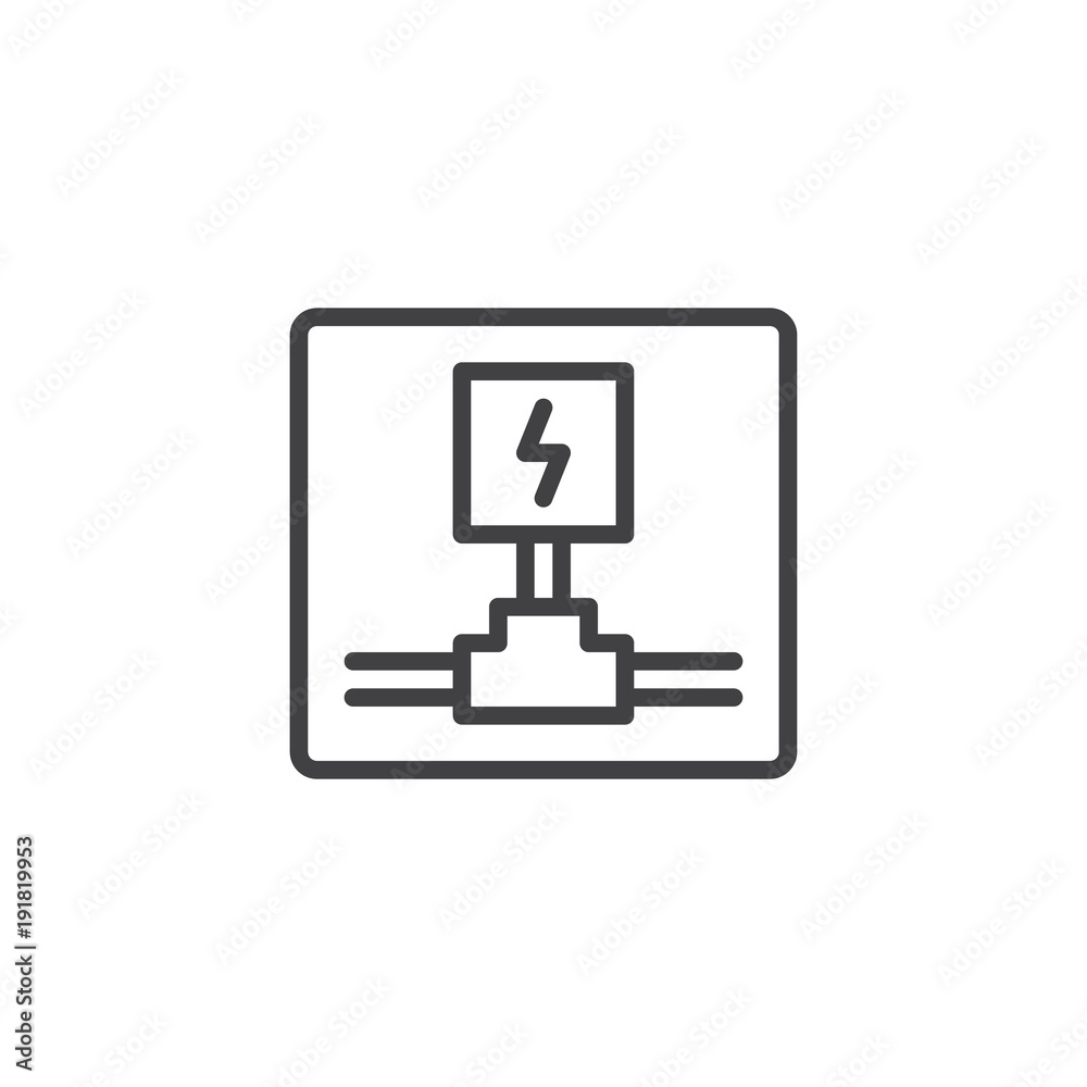 Electrical wiring line icon, outline vector sign, linear style ...