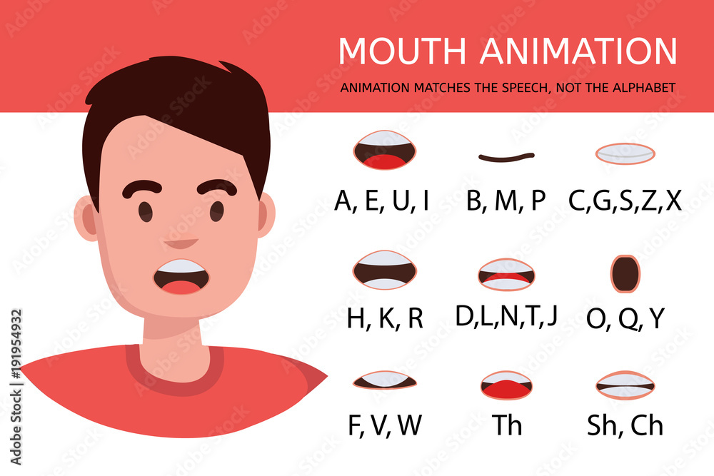 Lip sync collection for animation. Cartoon character mouth and lips ...