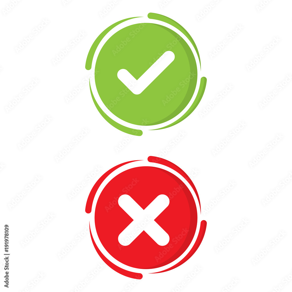 Green check mark and red X mark Right and Wrong. Vector illustration ...