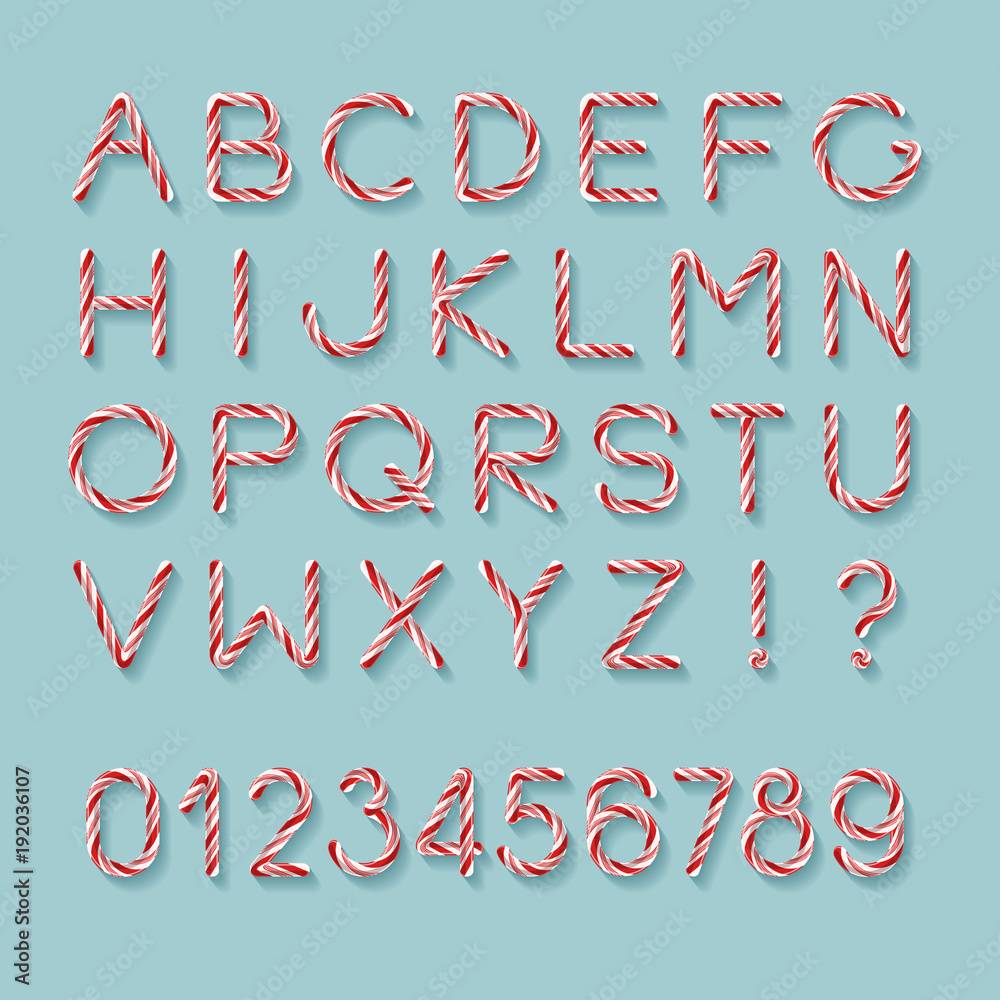 Candy Cane Font. Stock Vector | Adobe Stock