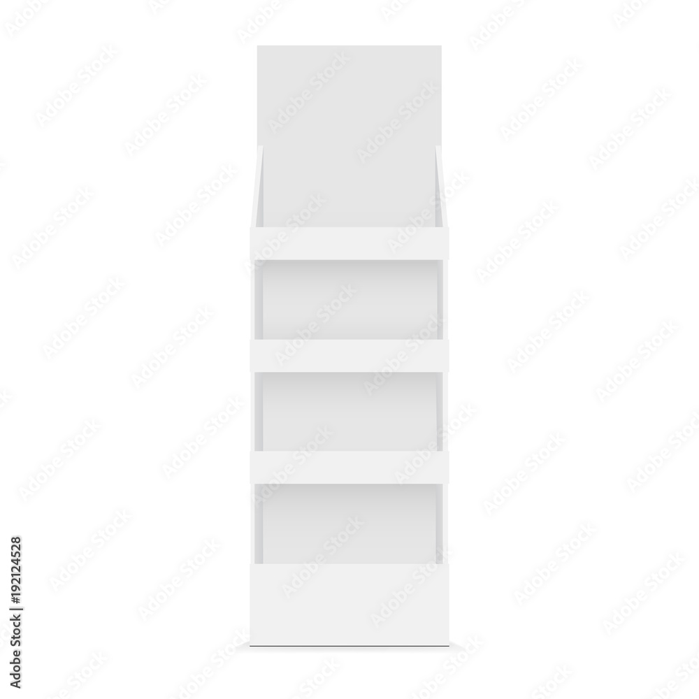 Cardboard POS display mockup - front view. Vector illustration Stock ...
