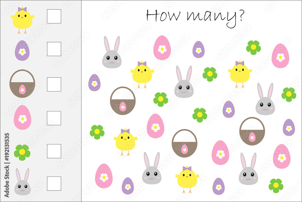 How many counting game with easter pictures for kids, educational maths ...