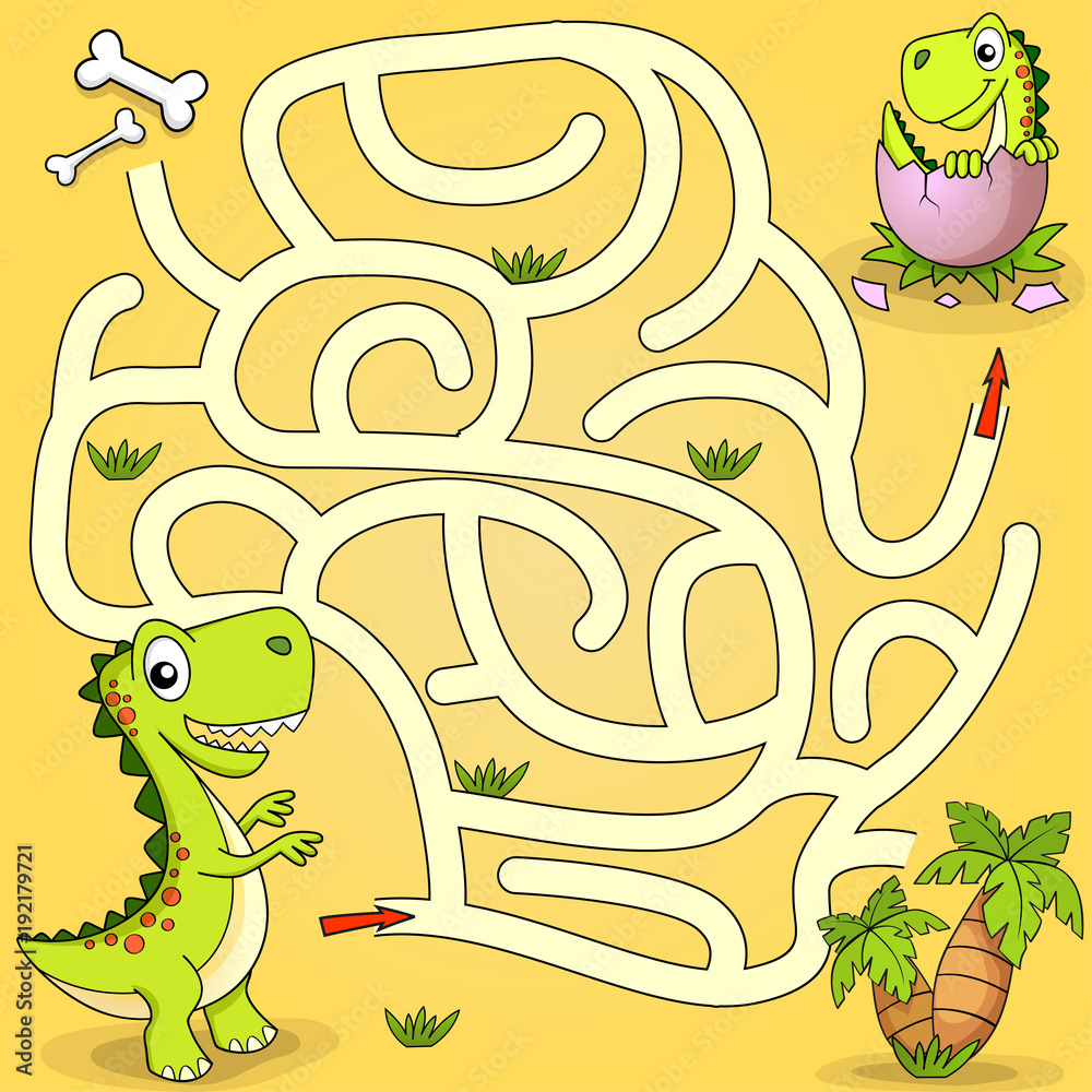 Help dinosaur find path to nest. Labyrinth. Maze game for kids Stock ...