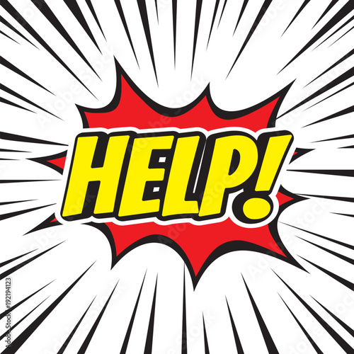 Cartoon comic graphic design for HELP Stock Vector | Adobe Stock
