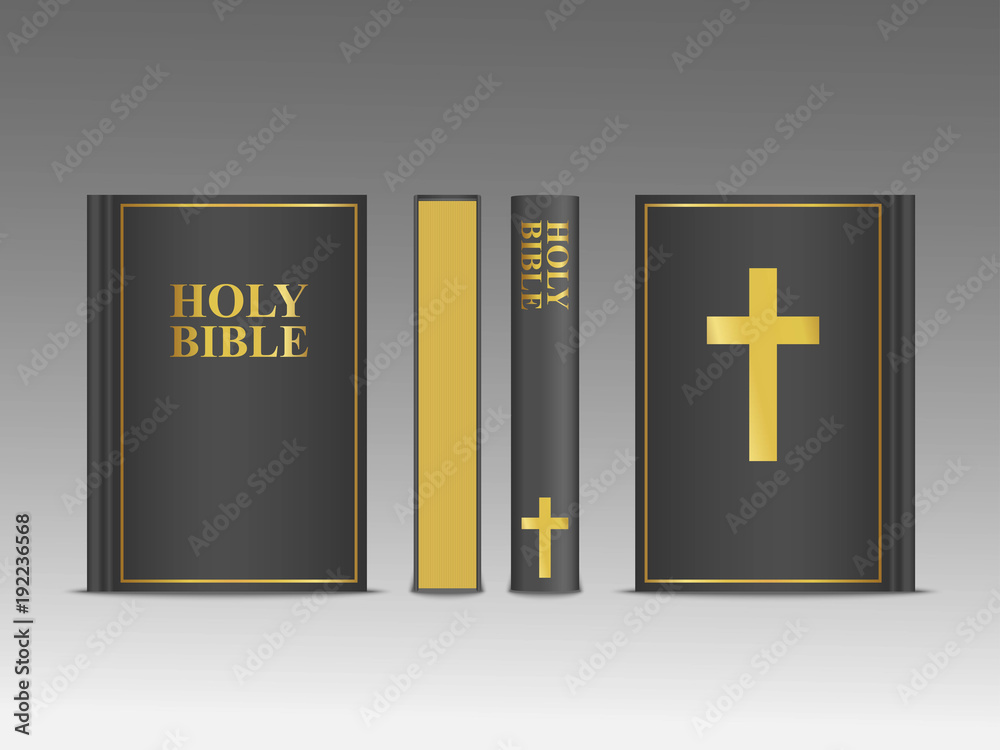 Vector de Stock Closed Holy Bible vector 3d template. Religion book ...