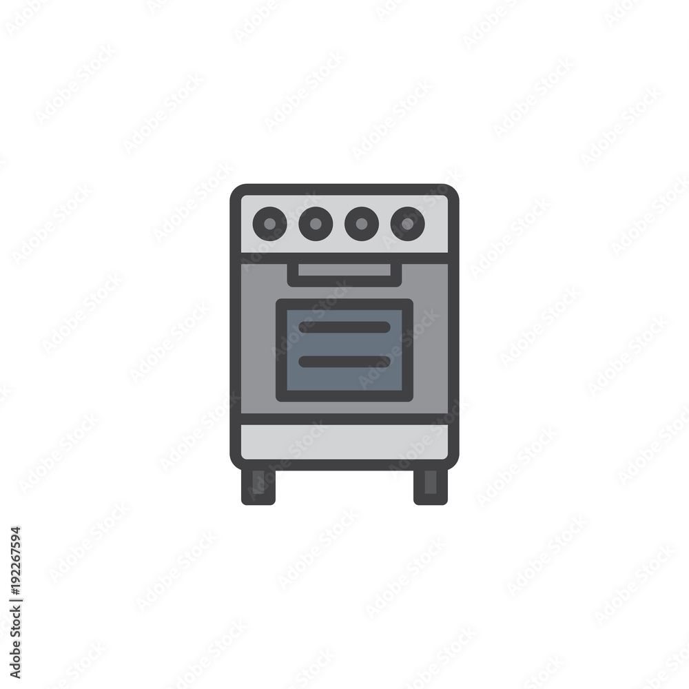Electrical stove filled outline icon, line vector sign, linear colorful ...