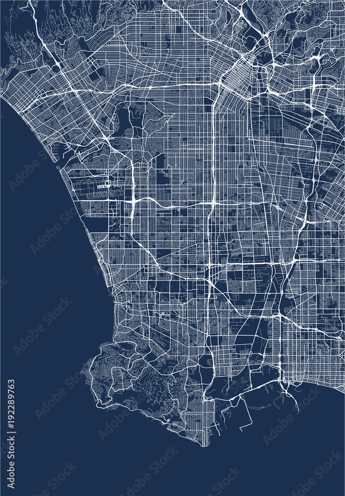 vector map of the city of Los Angeles, USA Stock Vector | Adobe Stock