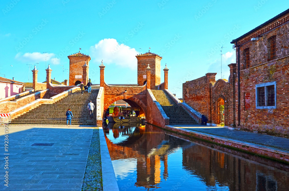 Small Italian town Comacchio also known as "The Little Venice", Emilia ...