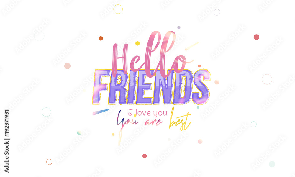 Hello Friends banner for the website. Banner with font combination on ...
