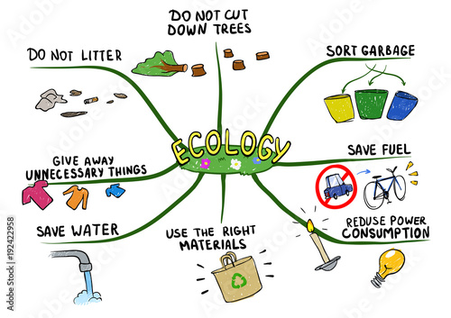 Mind map on the topic of ecology and environmental protection. Mental ...
