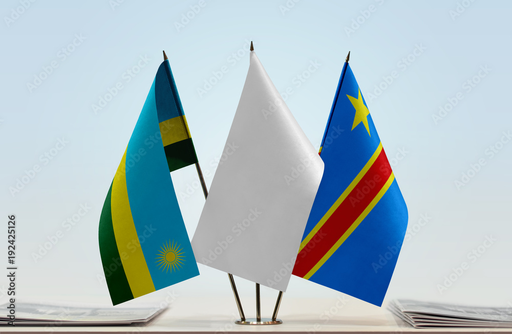 Flags of Rwanda and Democratic Republic of the Congo (DRC, DROC, Congo ...