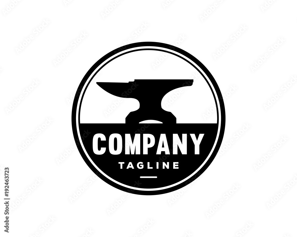 Black Anvil for Forging Symbol Vintage Circle Logo Vector Stock Vector ...