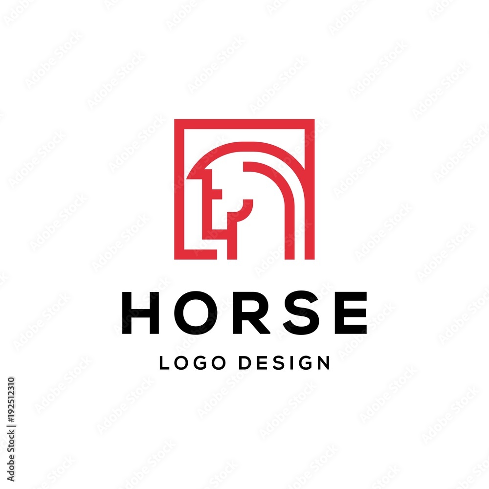 Head Horse Logo, Simple Square Line Head Design Logo Vector Stock ...