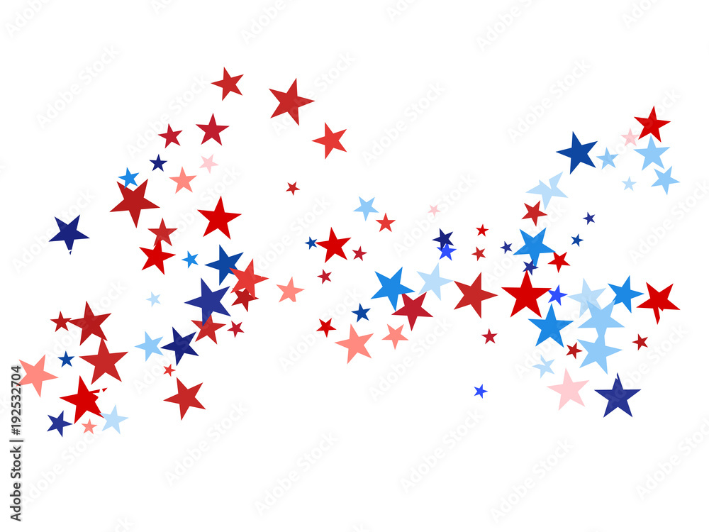 American Patriotic Deign, Vector Blue, Red, White Stars Confetti. Labor ...
