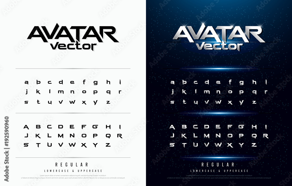 Technology alphabet silver metallic and effect designs for logo, Poster ...