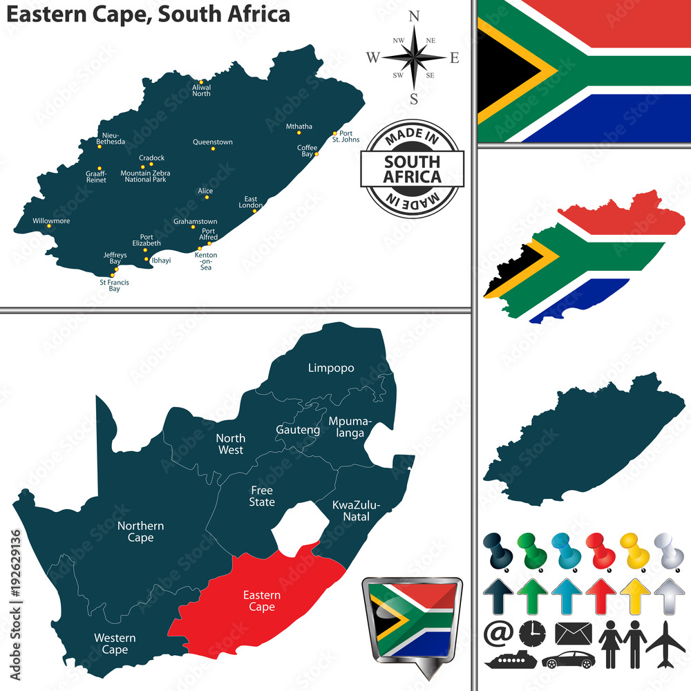 Map of Eastern Cape, South Africa Stock Vector | Adobe Stock