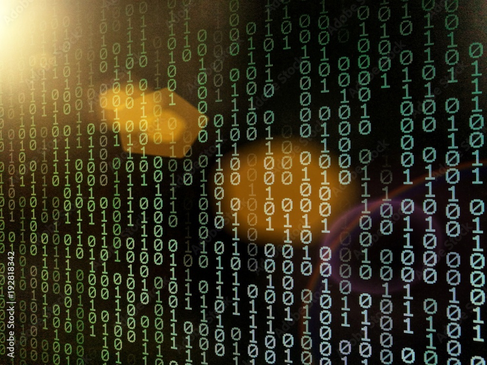 data safety internet security concepts. binary code numbers with padlock icon background on ...