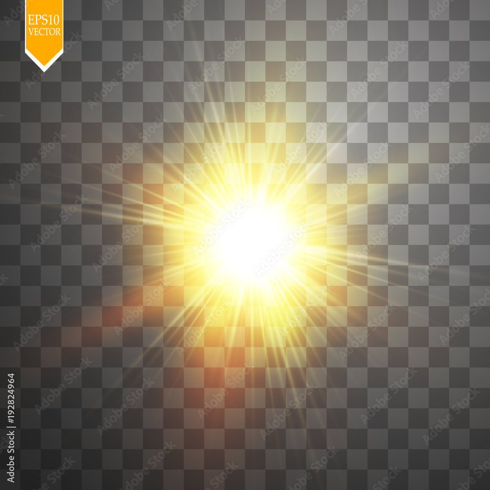 Glow light effect. Starburst with sparkles on transparent background ...