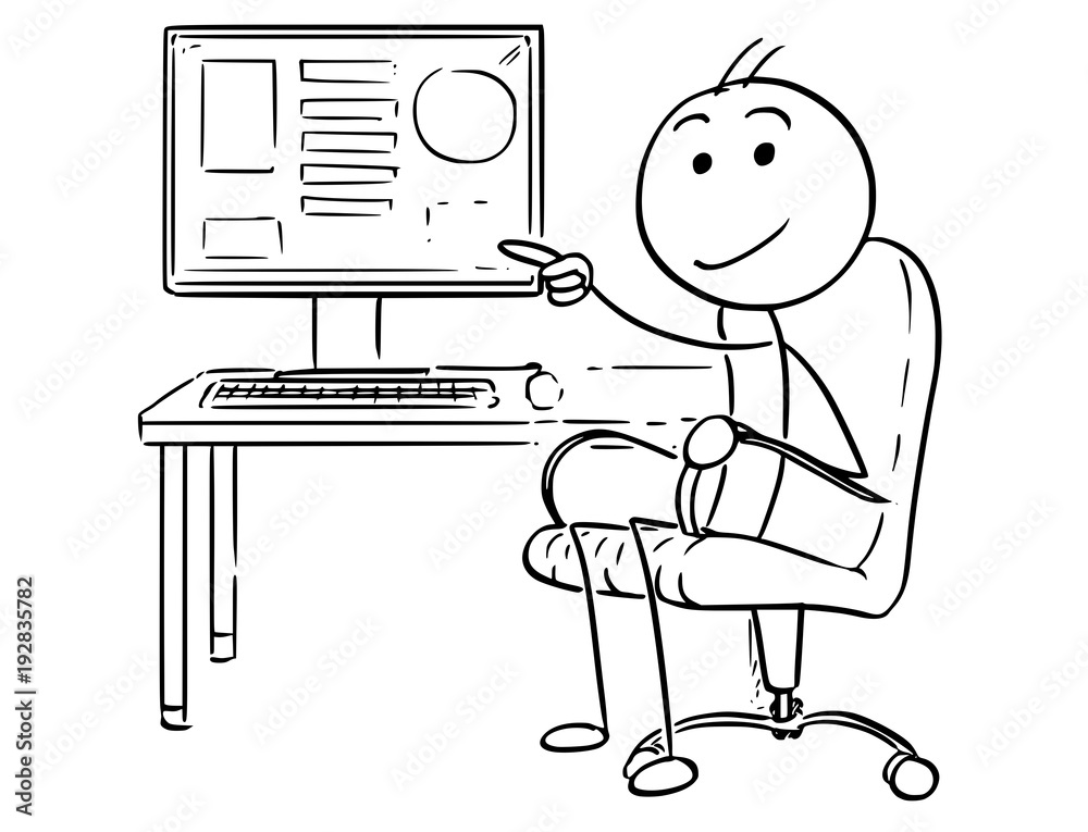 Cartoon stick man drawing conceptual illustration of businessman ...