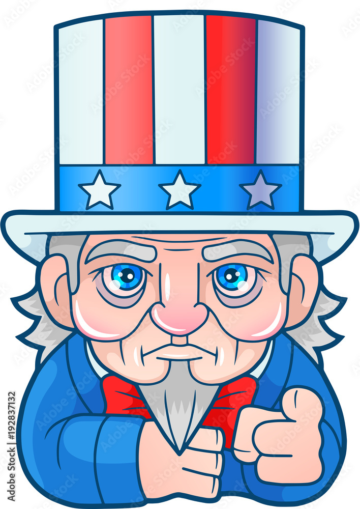 cartoon funny Uncle Sam, cute illustration Stock Vector | Adobe Stock