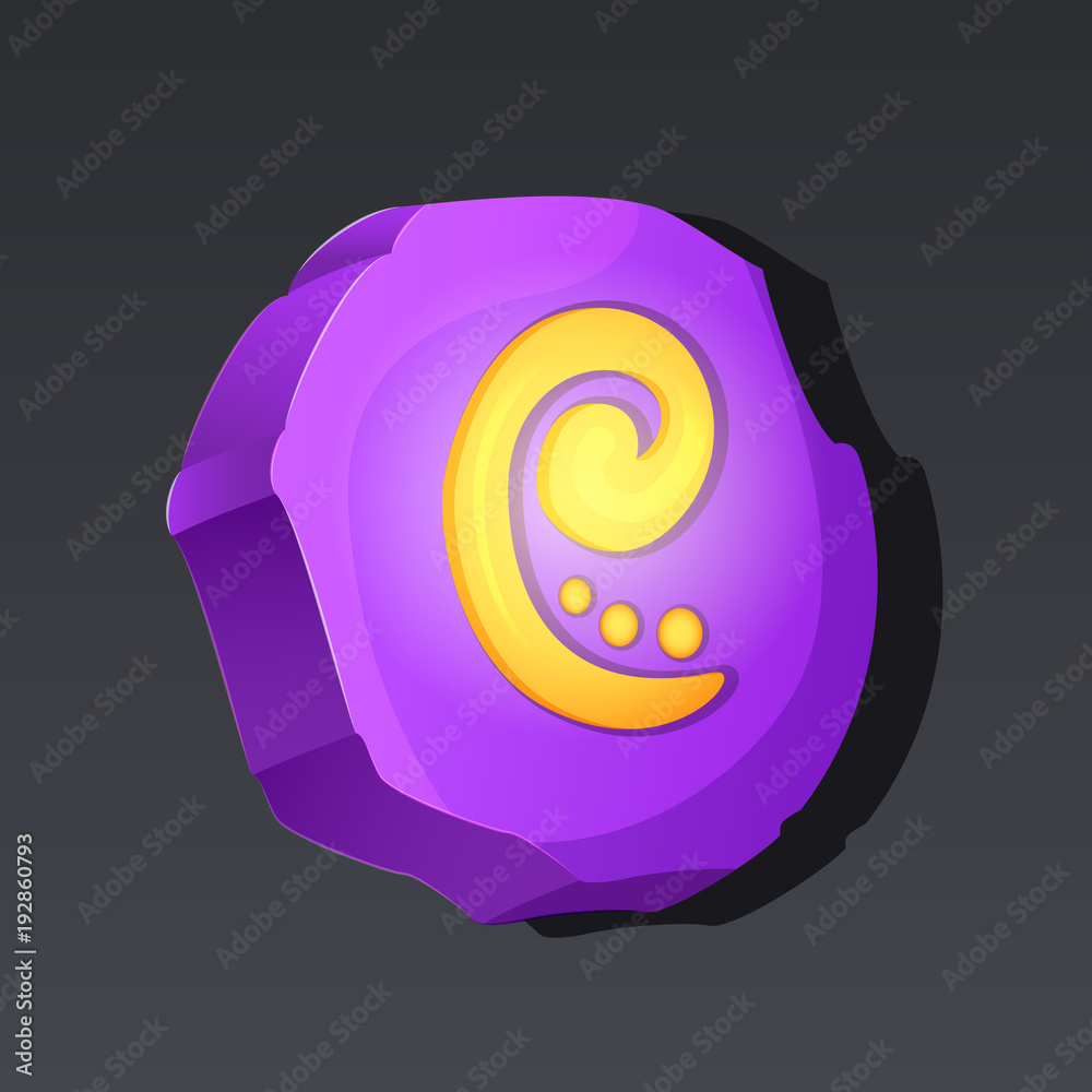 Game icon of runic stone in cartoon style. Bright design for app user ...
