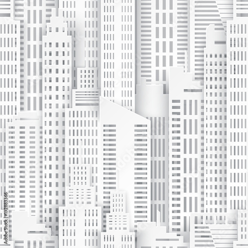 Seamless urban background. White paper skyscrapers. Achitectural ...