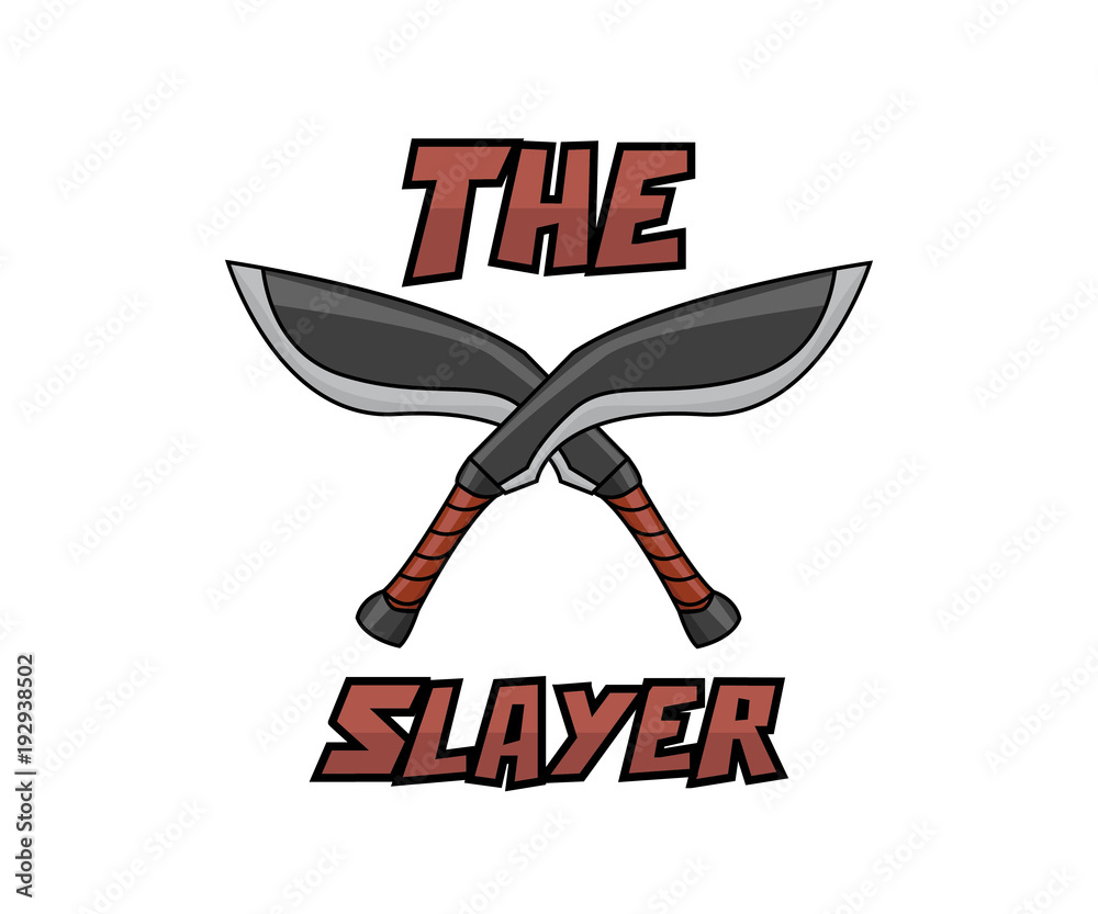 dual amok kukri weapon cartoon design Stock Vector | Adobe Stock
