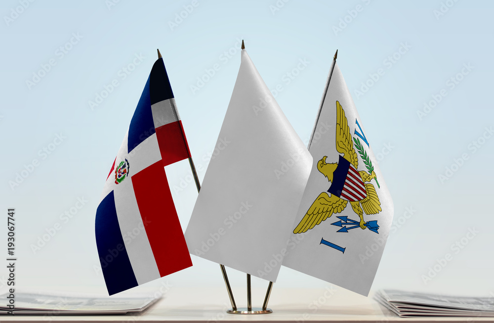 Flags of Dominican Republic and U.S. Virgin Islands with a white flag ...
