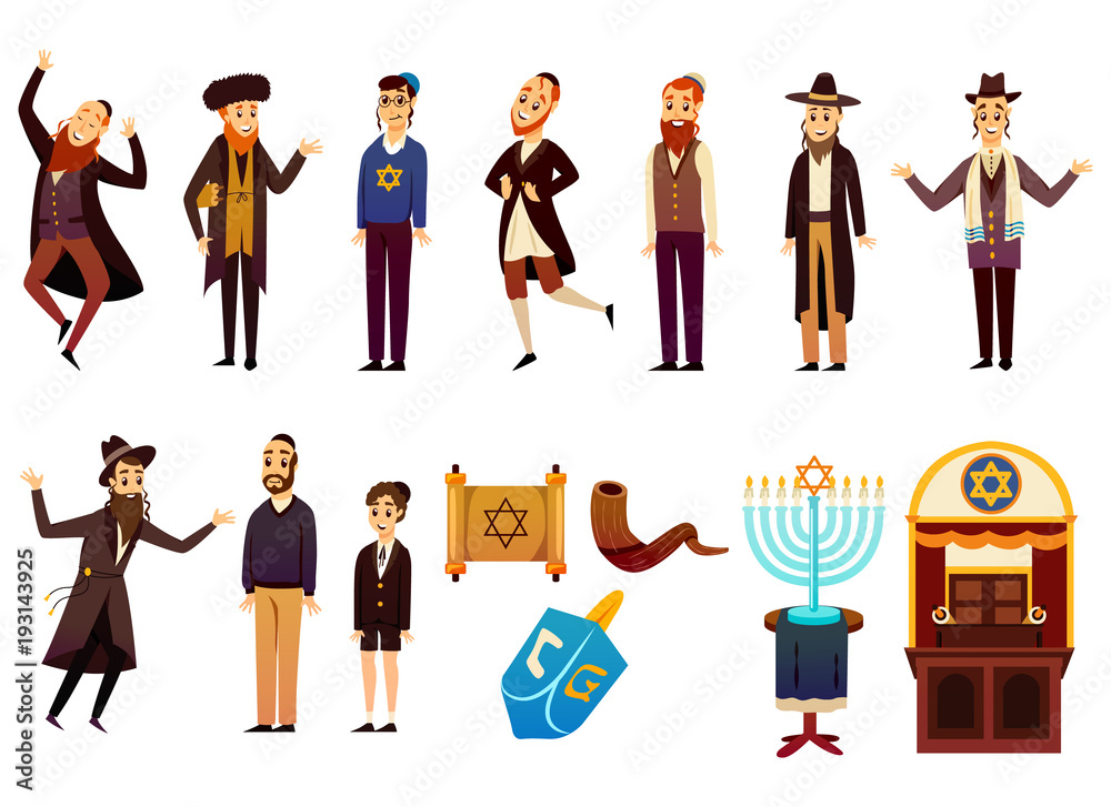 Cartoon Jew Characters Set Stock Vector | Adobe Stock