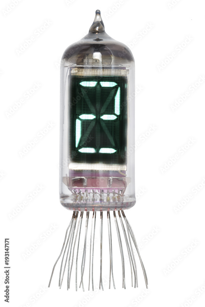 The real Nixie tube indicator of the numbers of retro style, isolated ...