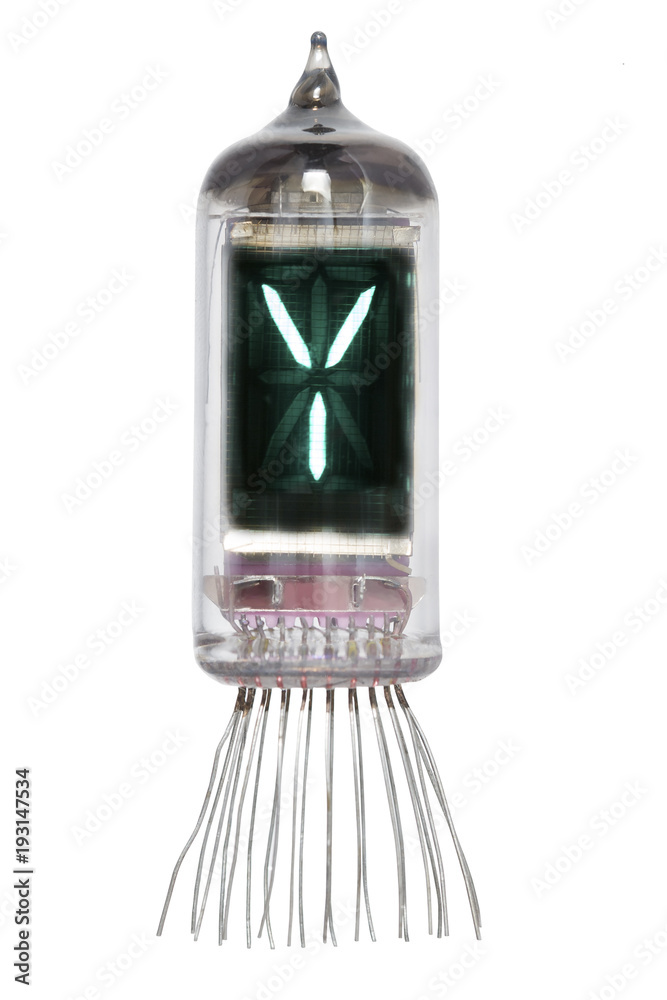 The real Nixie tube indicator of the alphabet of retro style, isolated ...