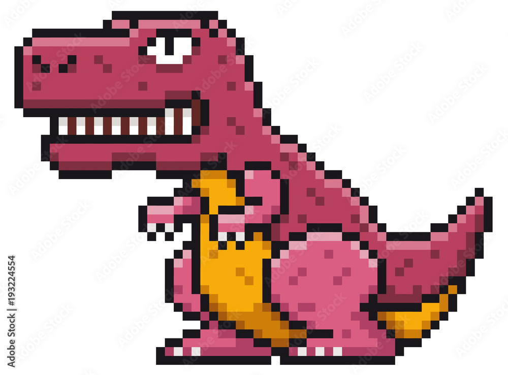 Vector illustration of Cartoon Dinosaur - Pixel design Stock Vector ...