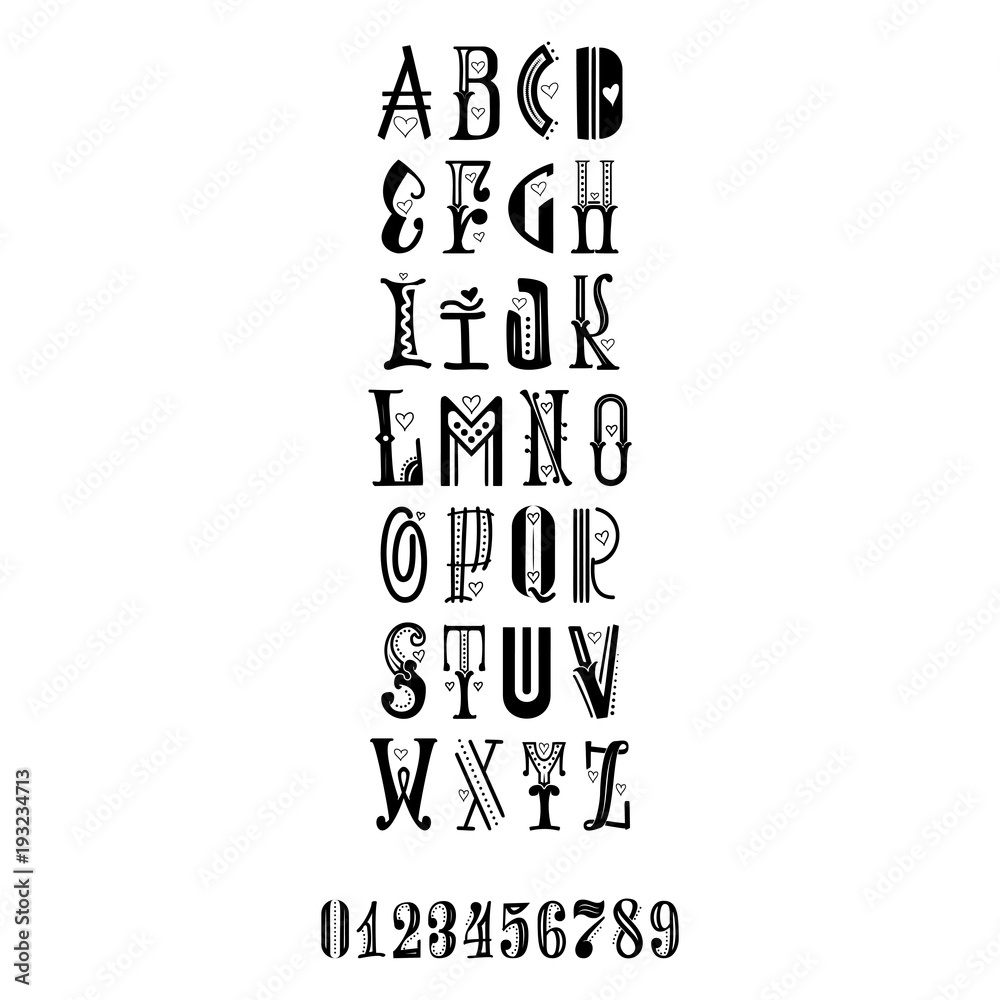 The painted Latin font, for posters and postcards, can be used for ...