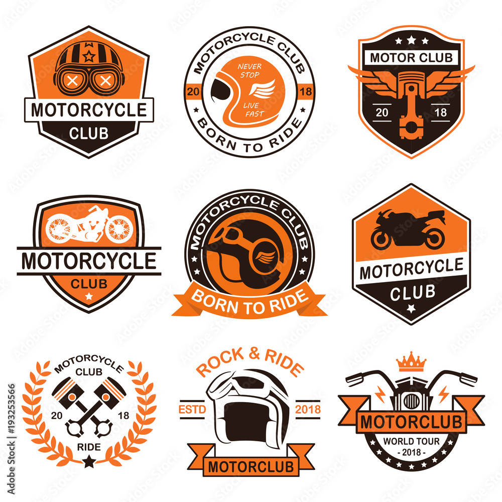 Motorcycle Club Logo Collection Stock Vector | Adobe Stock