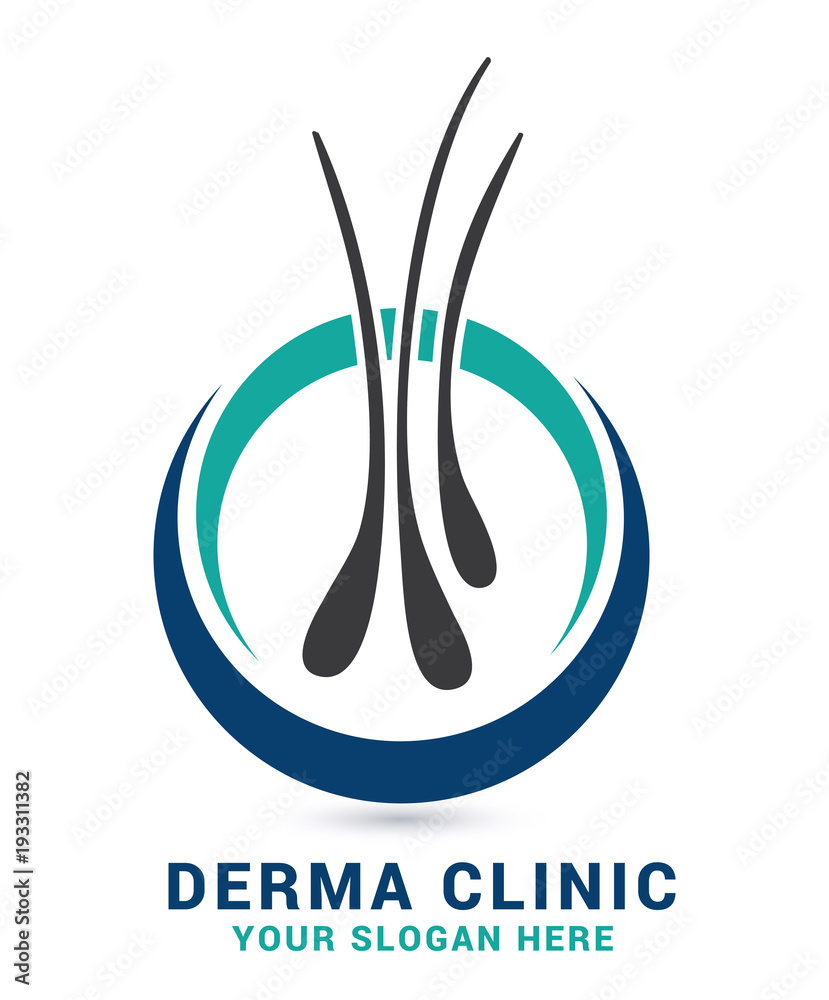 Hair care dermatology logo icon set with follicle medical diagnostics ...
