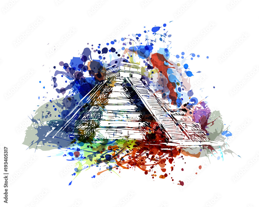Vector color illustration of mayan pyramid Stock Vector | Adobe Stock
