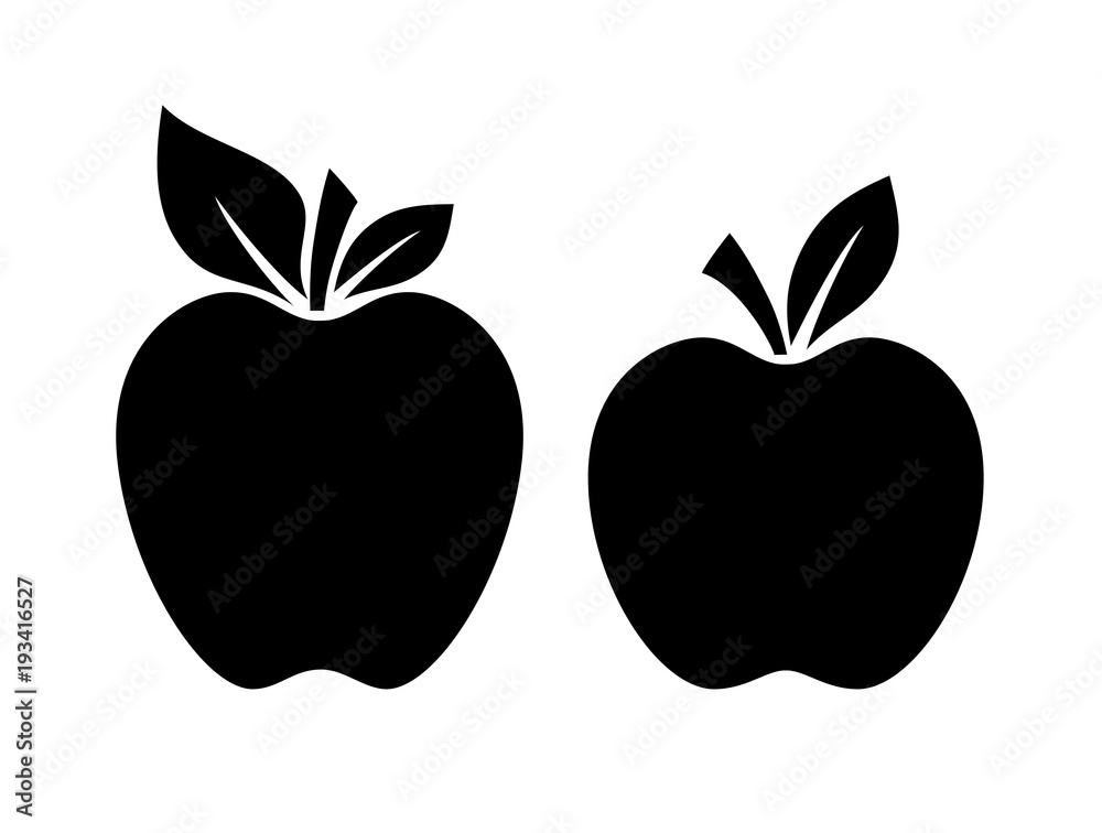 Two apple silhouette vector illustration Stock Vector | Adobe Stock
