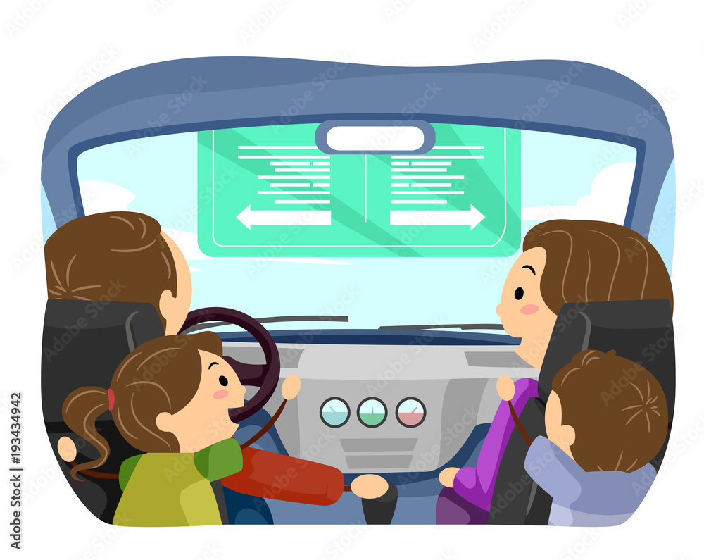 Stickman Family Drive Road Sign Illustration Stock Vector | Adobe Stock