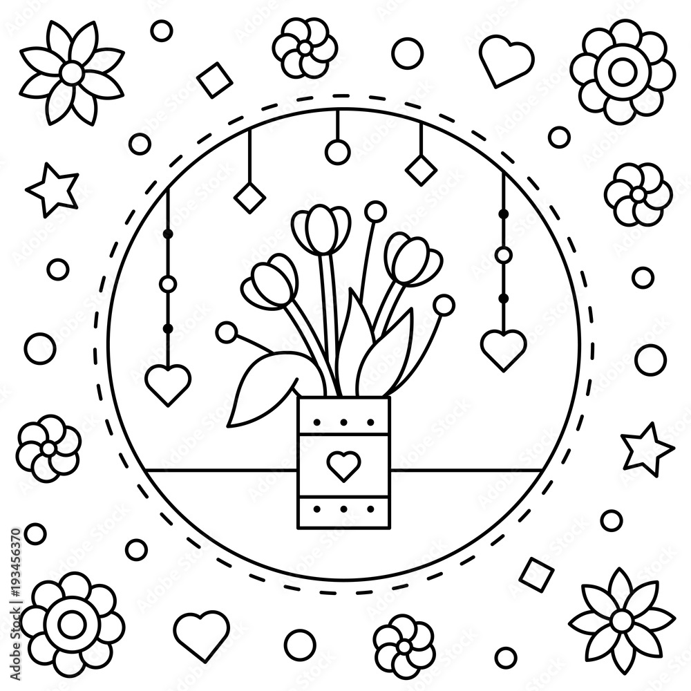 Flowers. Coloring page. Vector illustration. Stock Vector | Adobe Stock