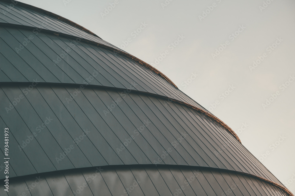 Symmetric house top roof perspective , continuous lines , mall . Town ...