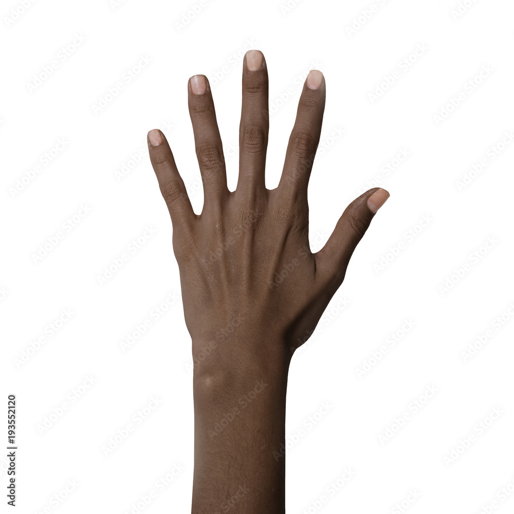 African american black hand showing five fingers gesture isolated on ...