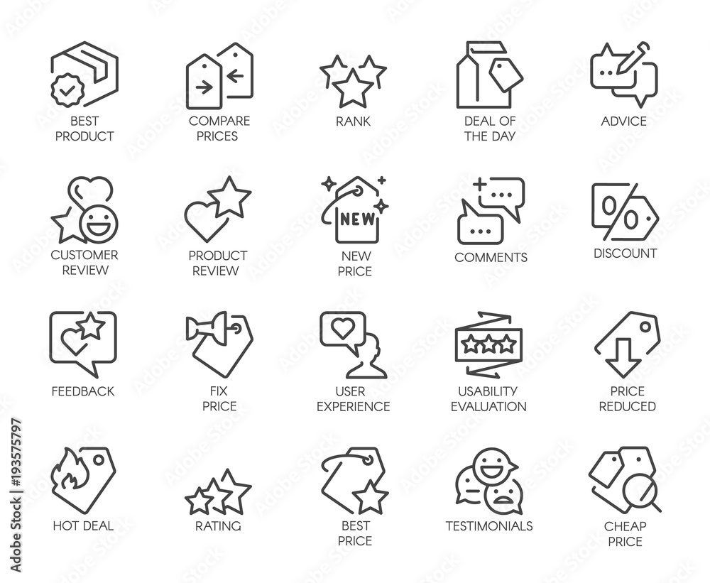 20 linear icons for online or offline stores, mobile apps and ...