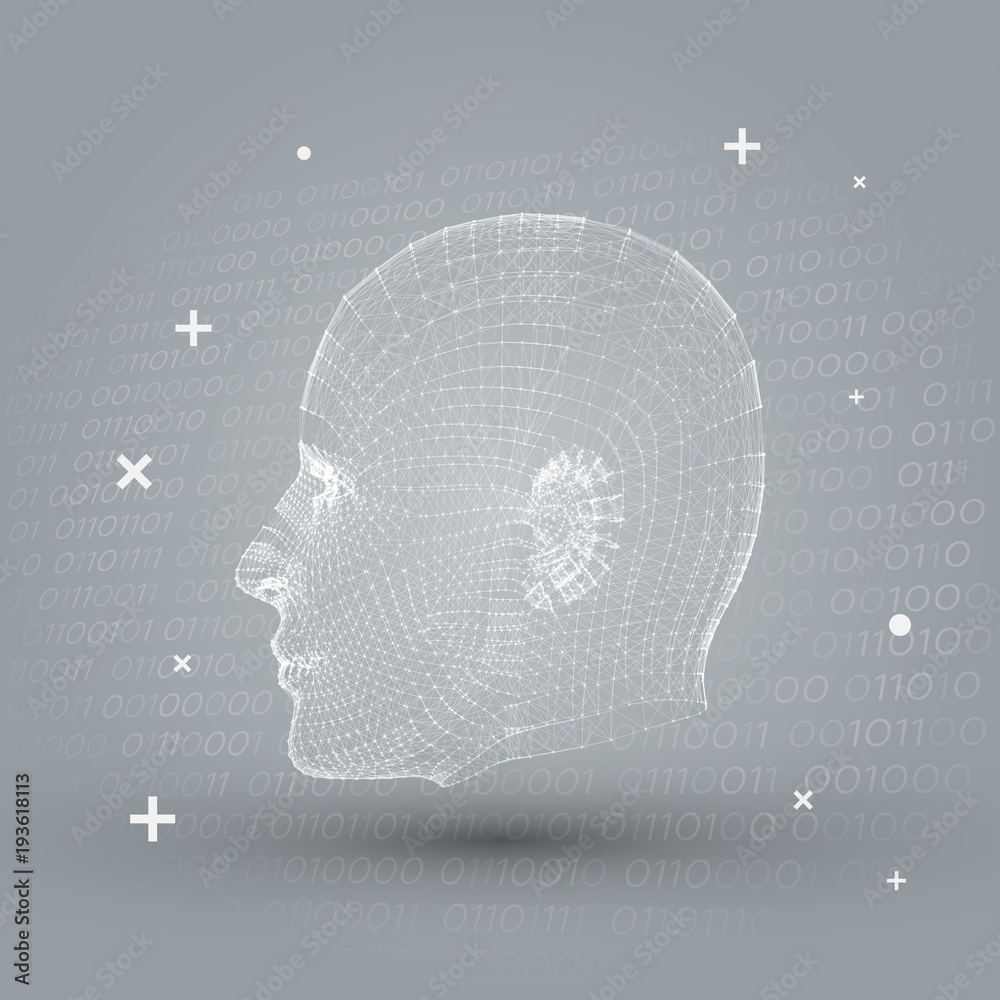 Image vectorielle Stock Artificial Intelligence with White Cyborg Mesh ...