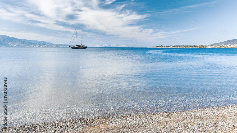 Greece, Europe. Scenic spring scenery of seafront of ancient Greek ...